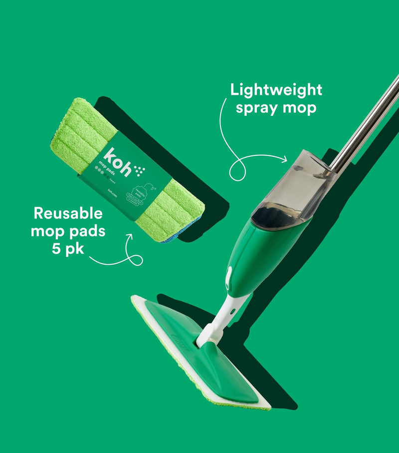 Spray Mop | Dry Floors In Seconds | Machine Washable Pads | Koh