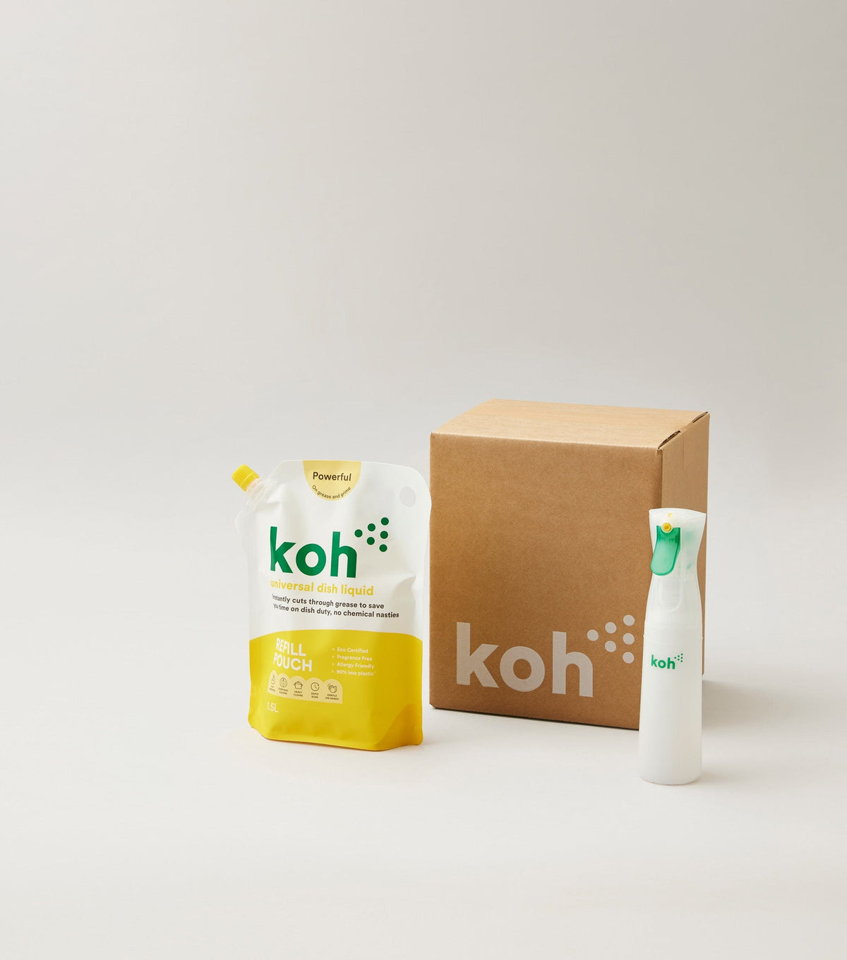 Dish Starter Kit | Dish Washing Kit | Liquid & Foaming Spray Bottle | Koh